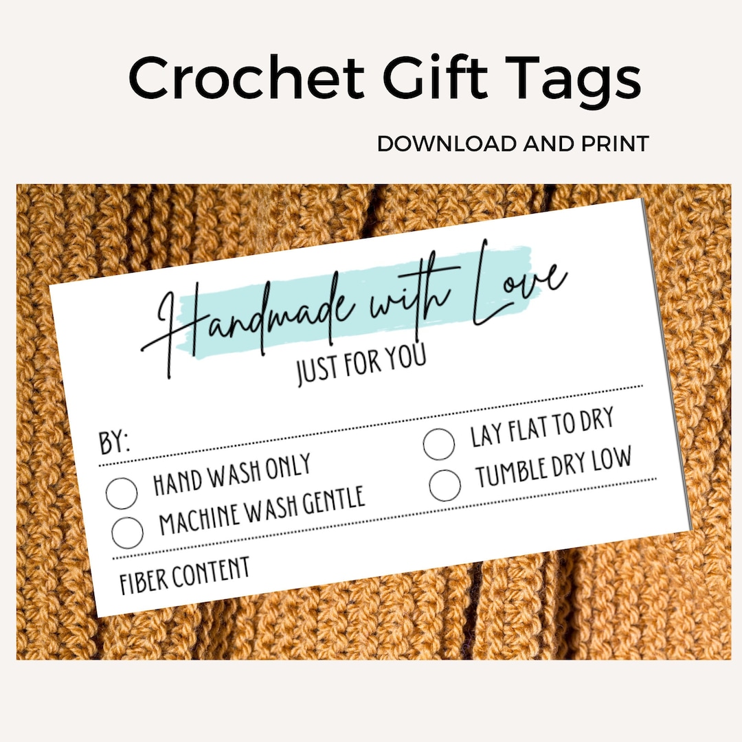 PRINTABLE Crochet Gift Tags| Handmade With Love Tags| Print and Cut ...