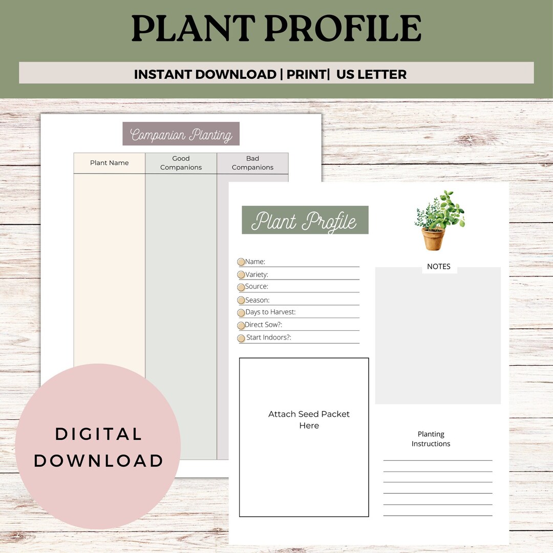 Plant Profile Card Bundle| Companion Planting Planner| Garden Planning ...