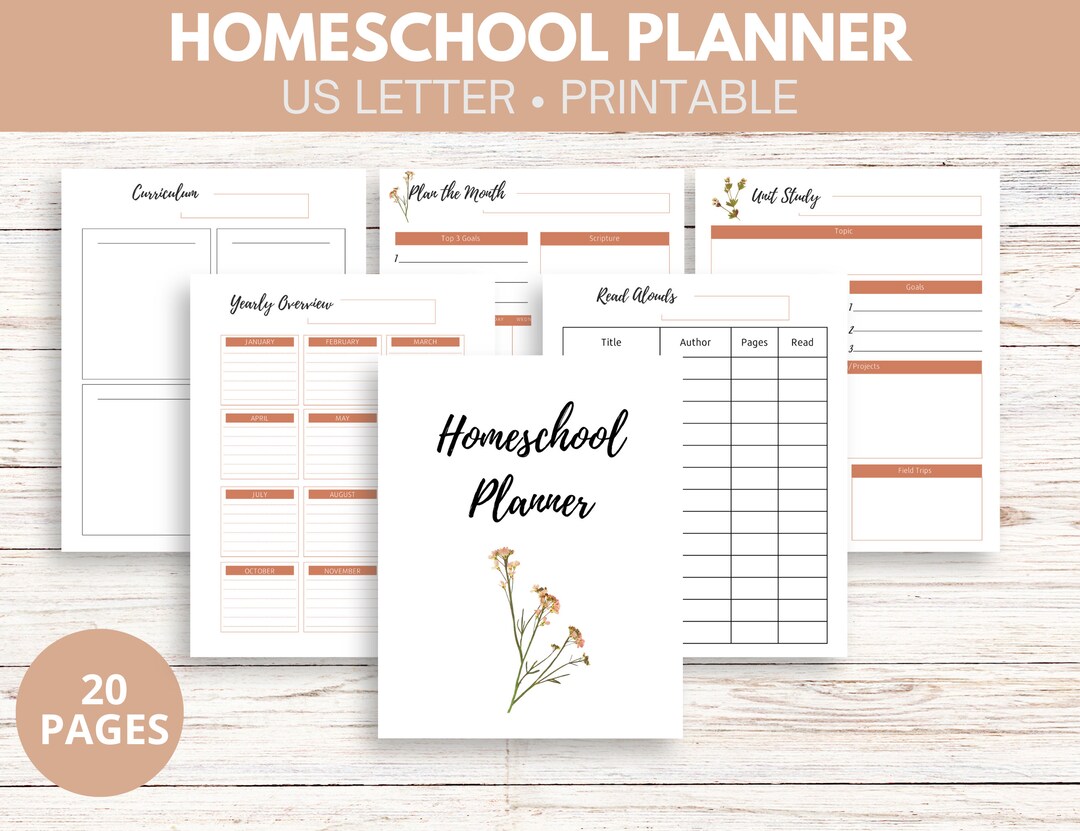 Printable Homeschool Planner Undated Homeschool Planner Attendance ...