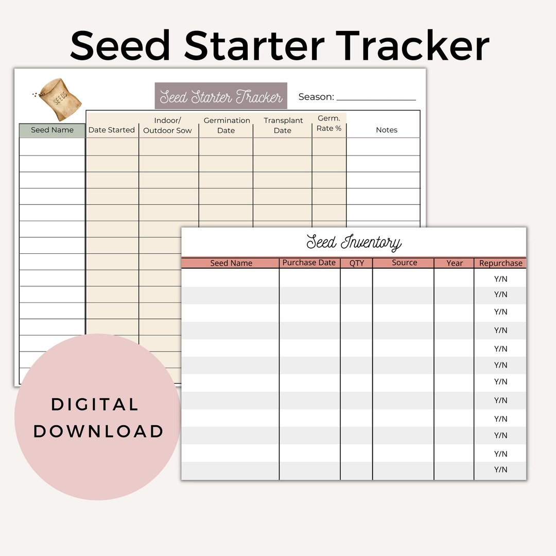 Seed Starter Tracker Seed Inventory Garden Planning Instant - Etsy