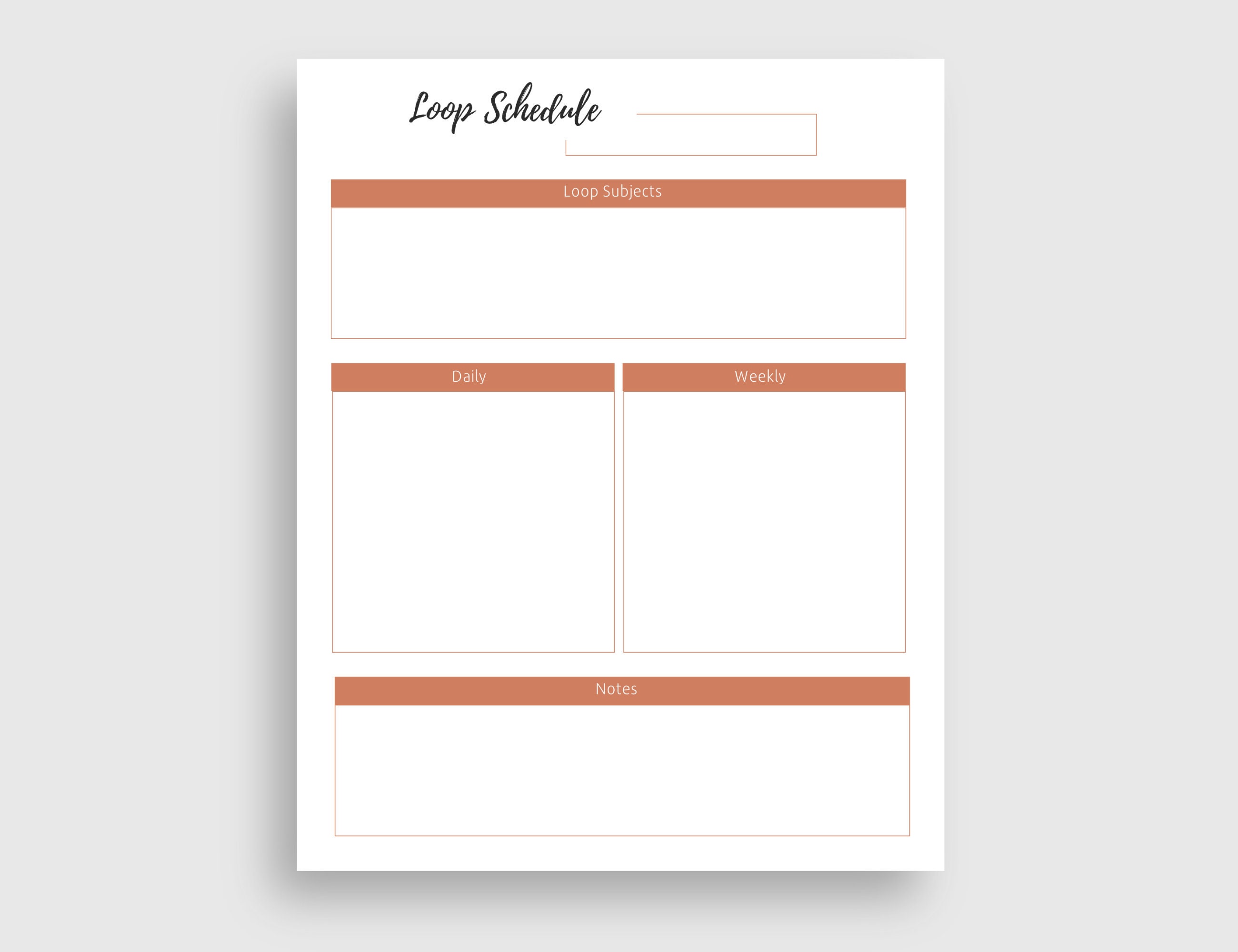 Loop Schedule Planner Homeschool Loop Schedule Printable Loop Schedule ...