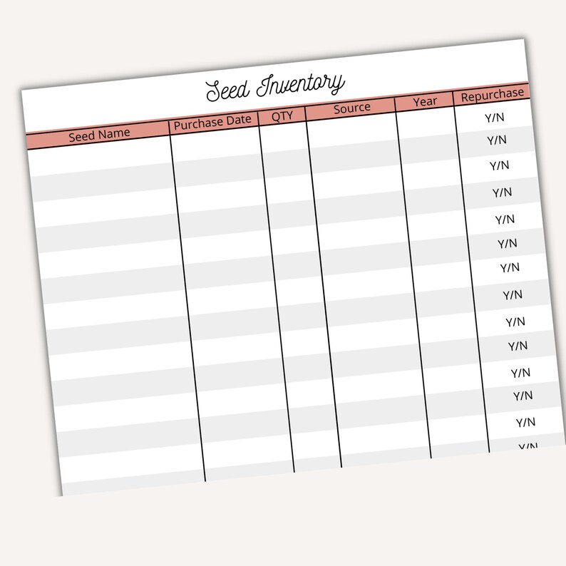 Seed Starter Tracker Seed Inventory Garden Planning Instant - Etsy