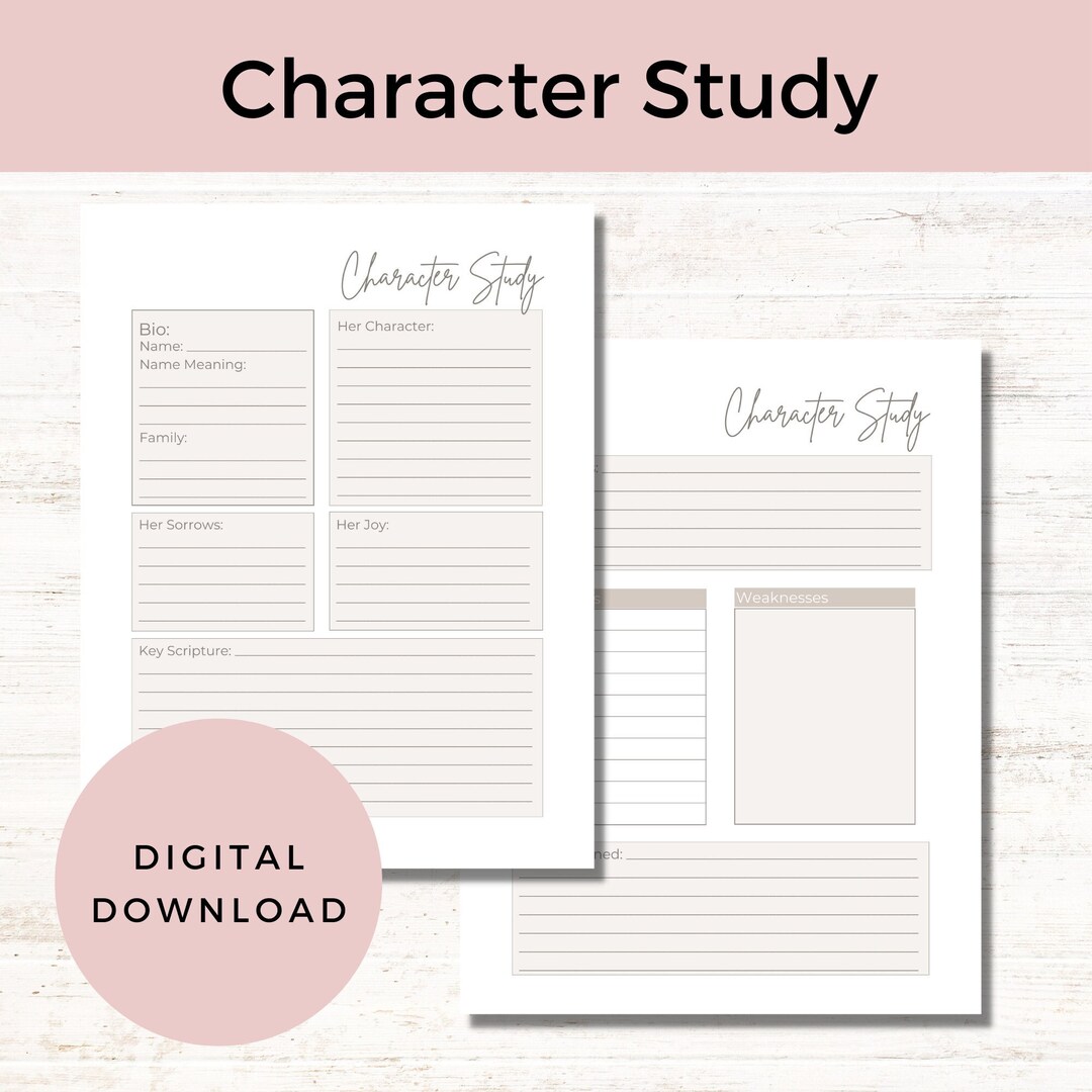 Bible Character Study Pages| Biblical Character Study Printable Page ...