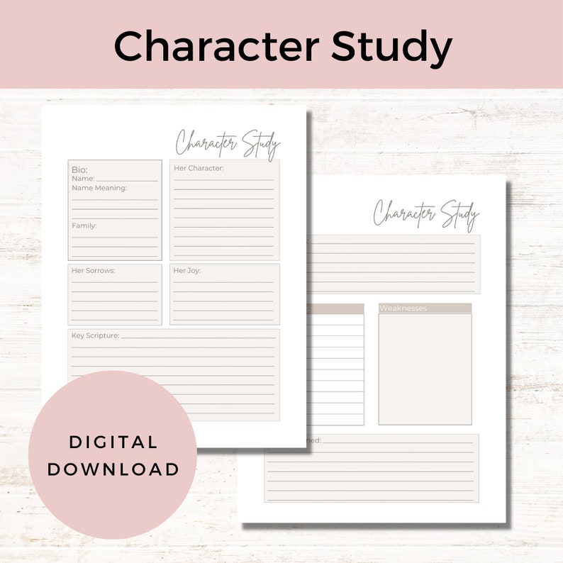 Bible Character Study Pages| Biblical Character Study Printable Page ...