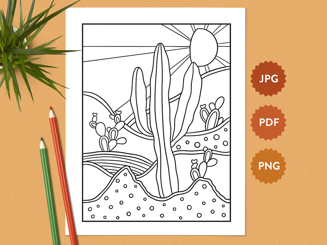 Desert Landscape #16 Coloring Page | American Southwest | Relaxing ...