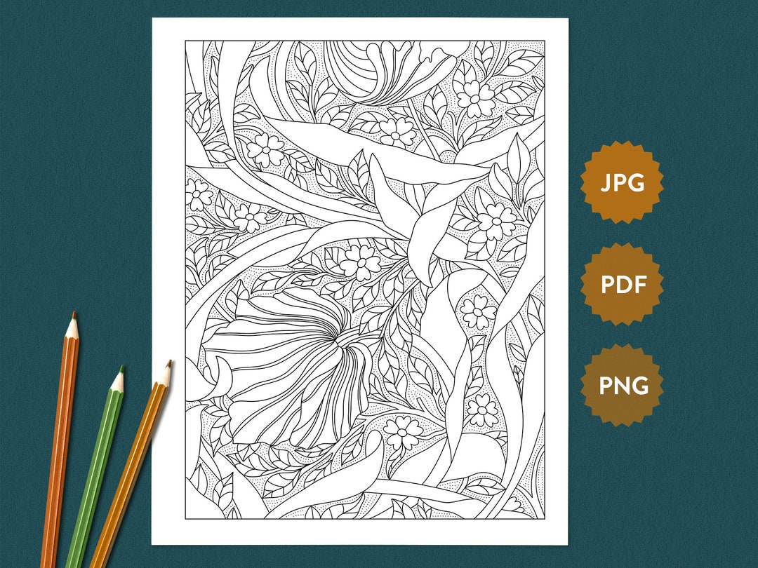 Forget-me-nots Adult Coloring Page William Morris | Detailed Printable ...