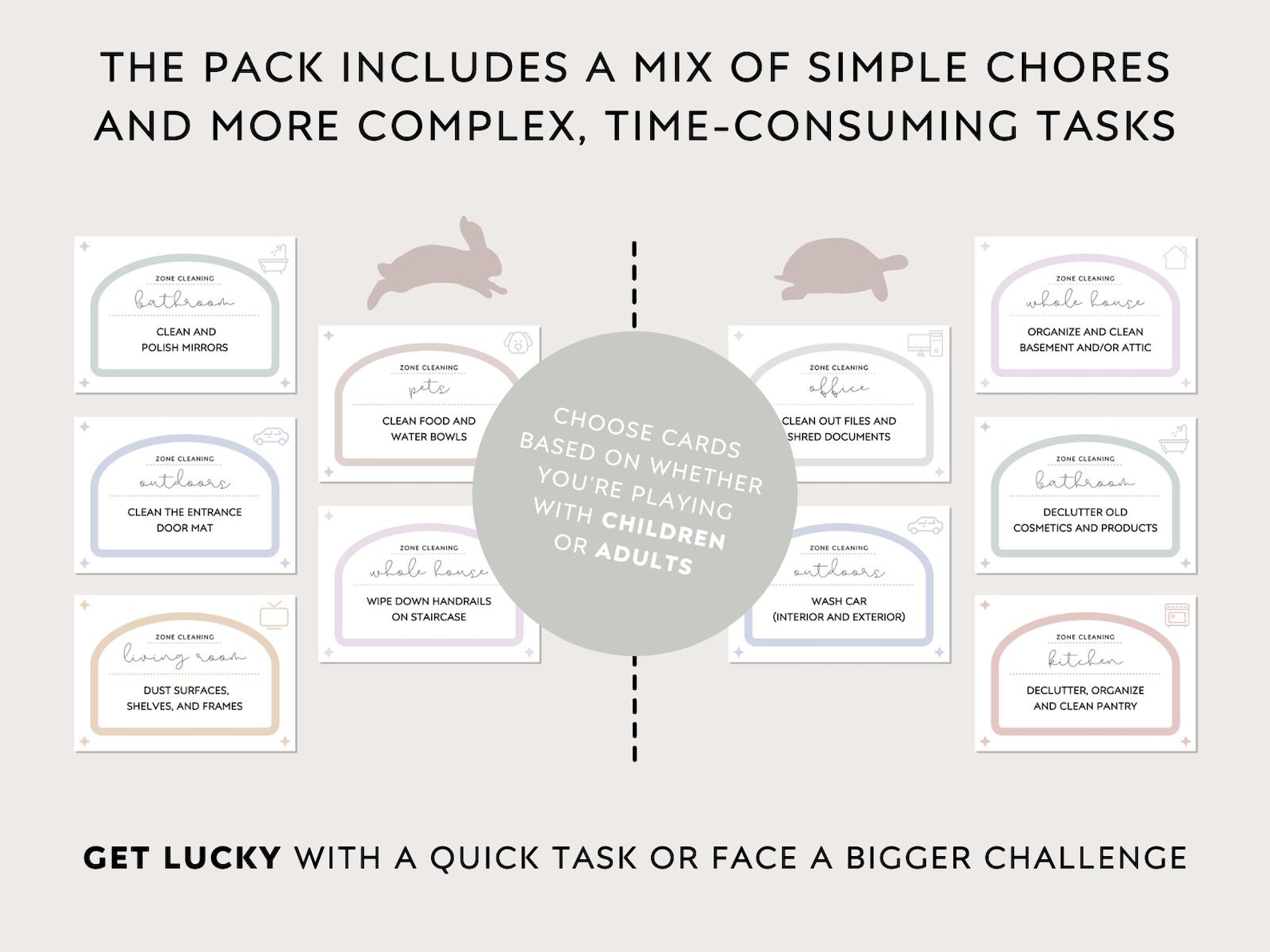 Cleaning Game Cards, 100 Zone Chores, House Tasks Checklist, Kids Adult ...