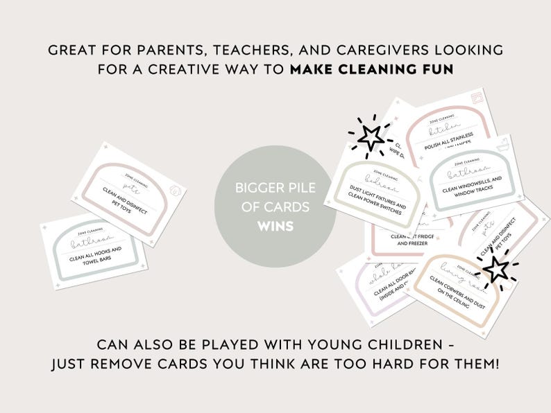 Cleaning Game Cards, 100 Zone Chores, House Tasks Checklist, Kids Adult ...