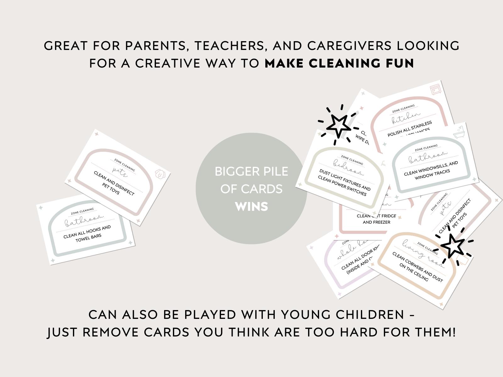 Cleaning Game Cards, 100 Zone Chores, House Tasks Checklist, Kids Adult ...