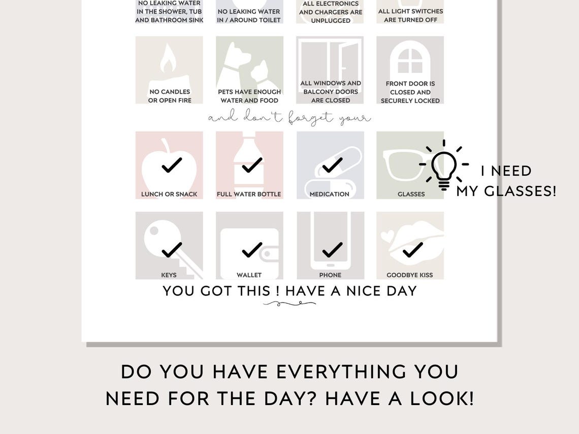 Leaving the House Check List, Obsessive Compulsive Disorder Poster ...