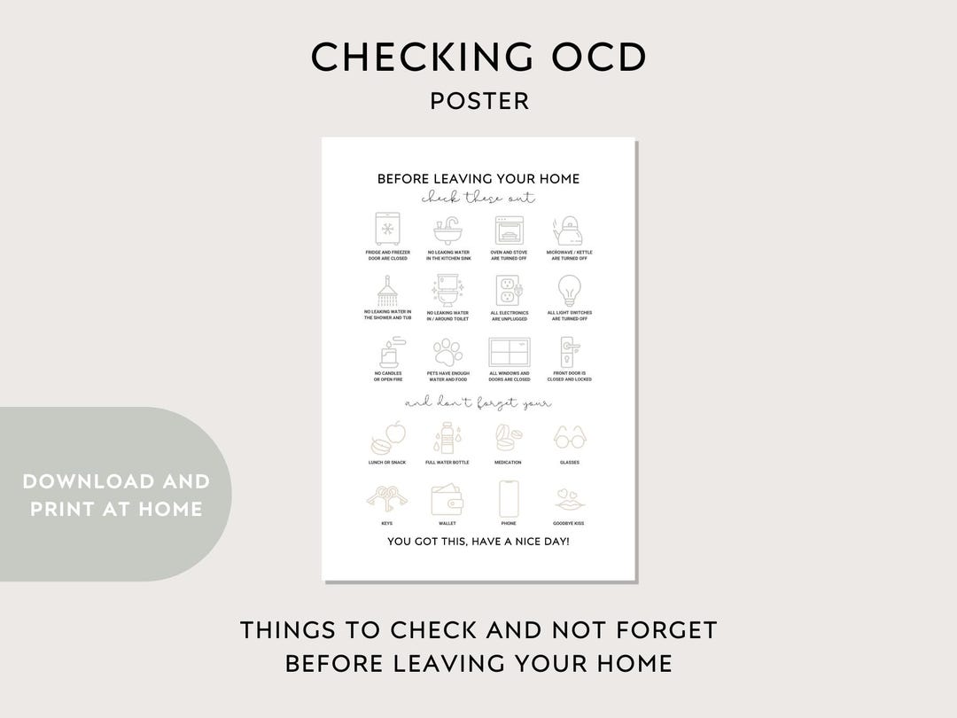 Leaving the House Check List, Obsessive Compulsive Disorder Poster ...