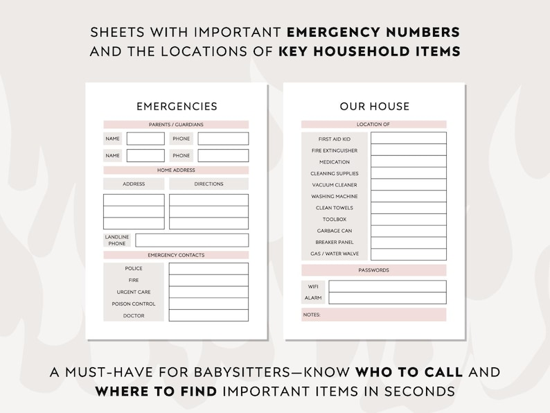 Editable Babysitter Guide, Nanny Binder, Childcare Instructions, House ...