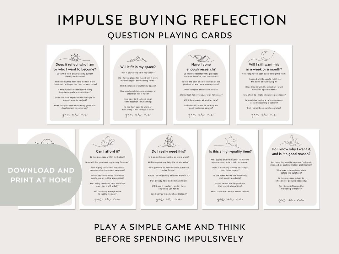 Stop Impulse Buying Reflection Questions Cards, Purchase Decision Game ...
