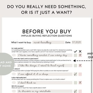 Stop Impulse Buying Printable Checklist, Impulsive Spending, Purchase ...
