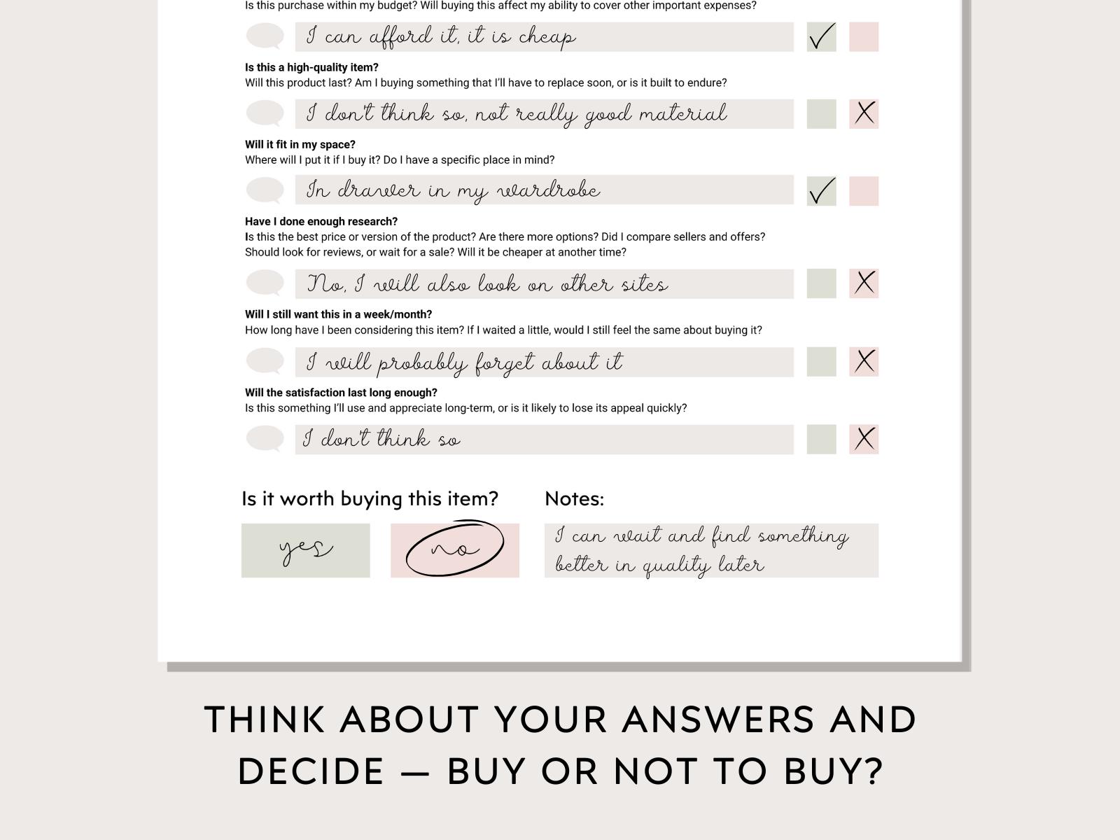 Stop Impulse Buying Printable Checklist, Impulsive Spending, Purchase ...