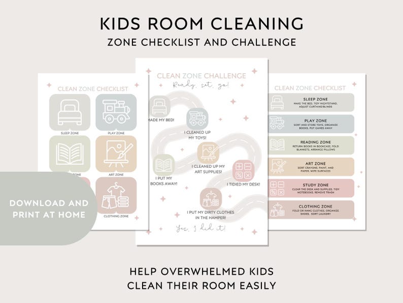 Kids Room Cleaning Checklist Game, Visual Tasks Chore Chart, Easy Daily ...