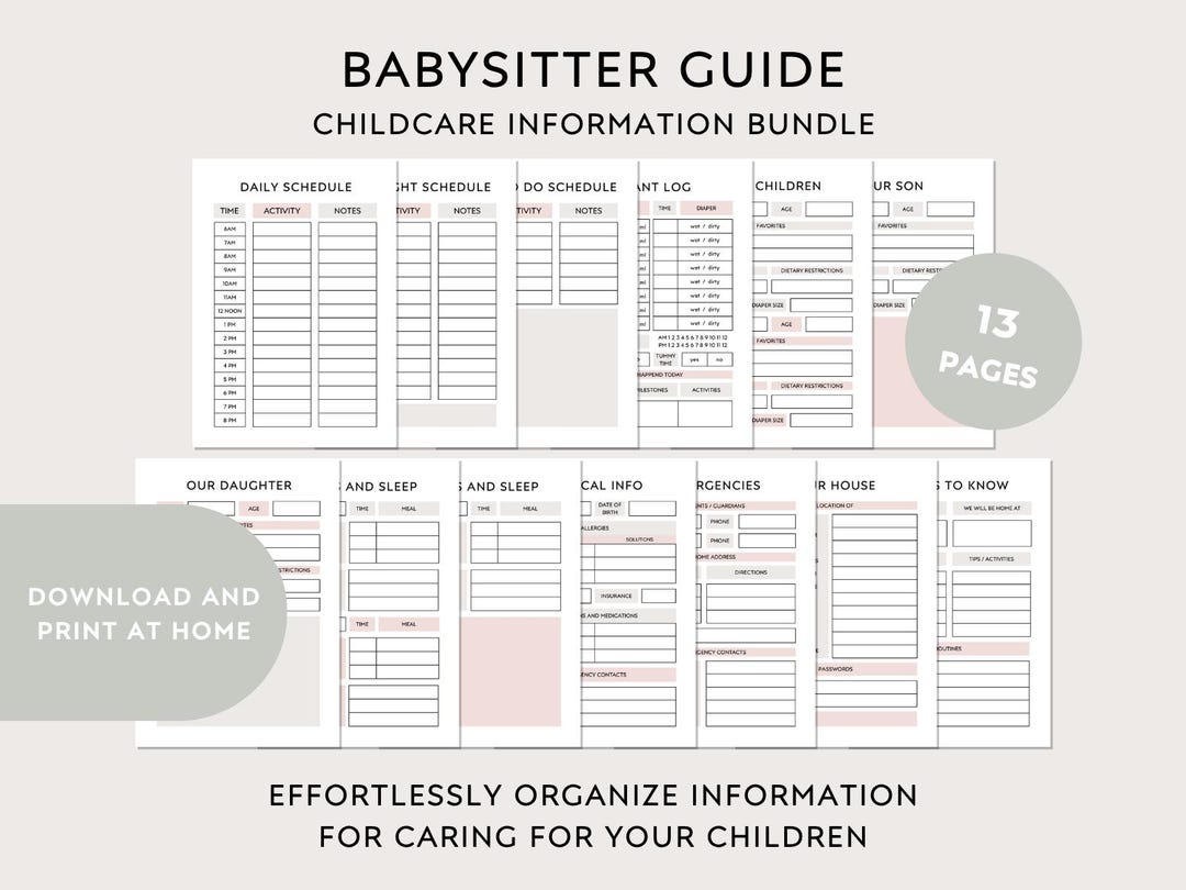 Editable Babysitter Guide, Nanny Binder, Childcare Instructions, House ...