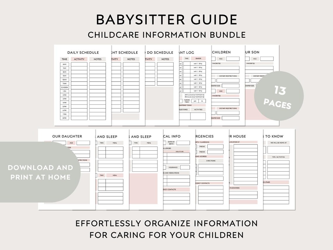 Editable Babysitter Guide, Nanny Binder, Childcare Instructions, House ...