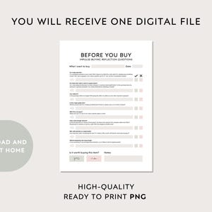 Stop Impulse Buying Printable Checklist, Impulsive Spending, Purchase ...