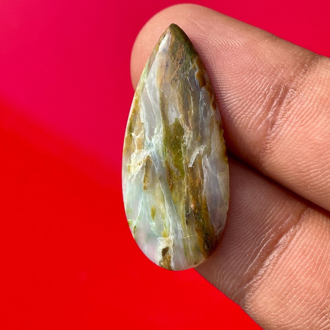 Peruvian Opal Cabochon: Pear Shape Green Blue Gemstone, 13.75 Carats - Etsy