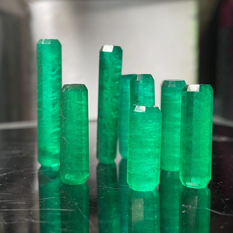 Emerald Pencil Point: Faceted Crystal Gemstone for Jewelry - Etsy