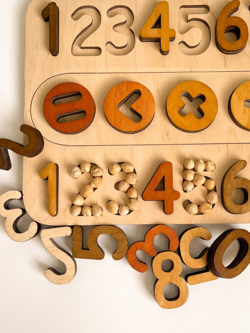 Wooden Math Puzzle for Kids - Nursery Handmade Decor - Toddler Math ...