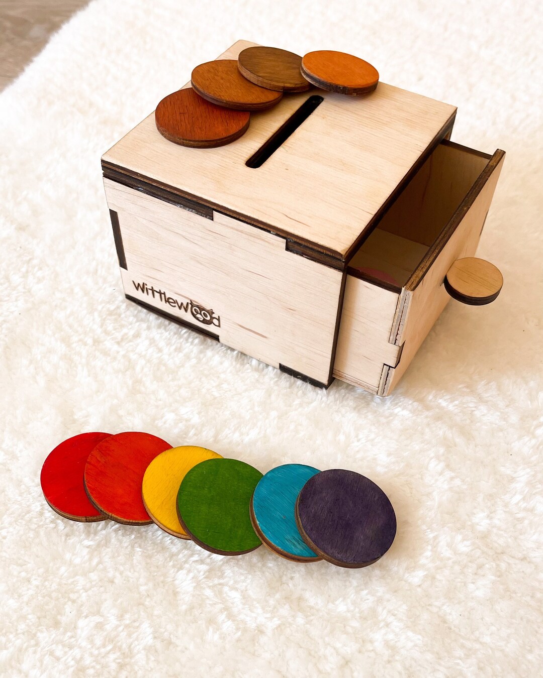 Wooden Montessori Coin Box With Thicker Coins by Wittlewood ...