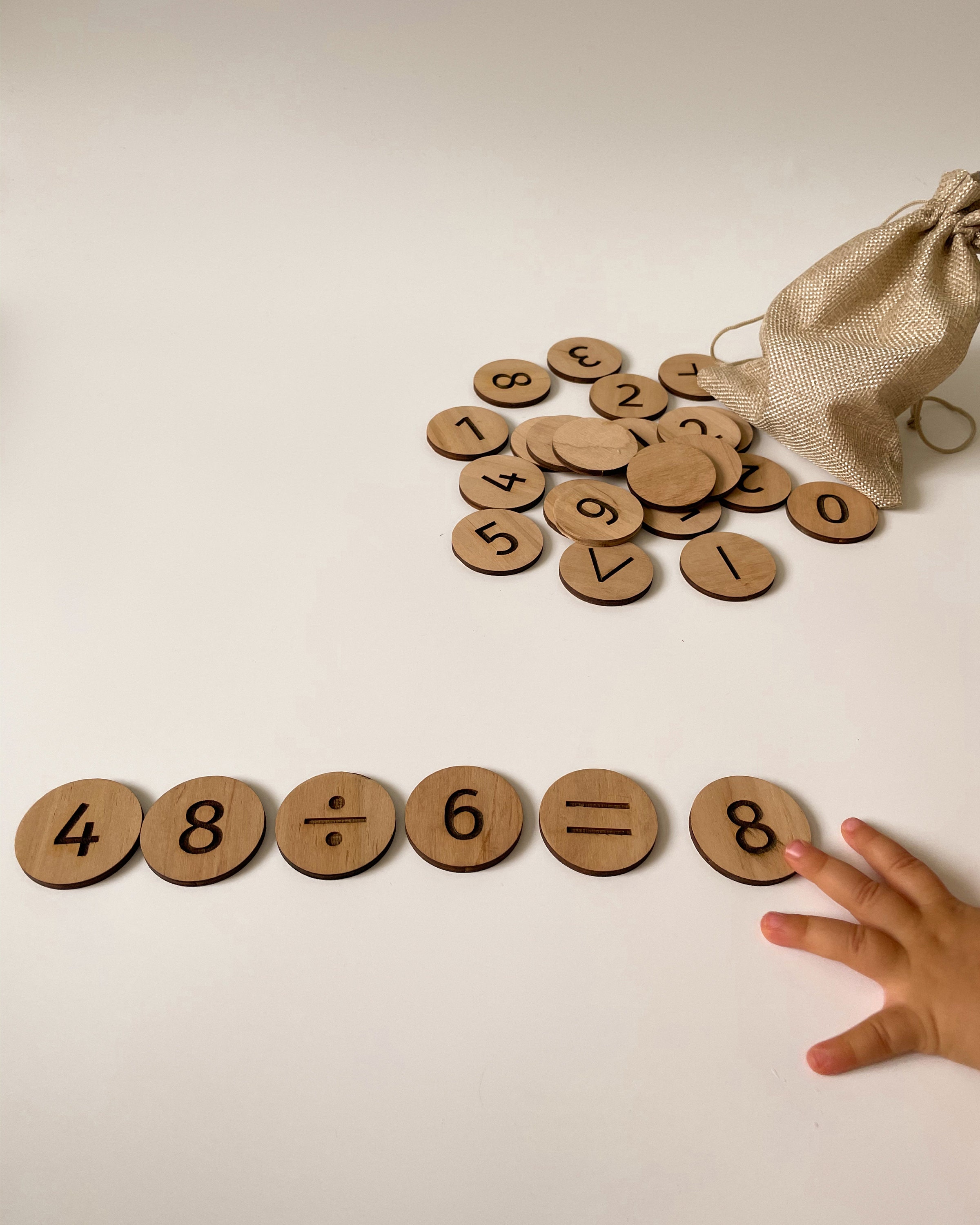 Wooden Number Set, Wood Numerals & Math Equation Symbols, Montessori ...