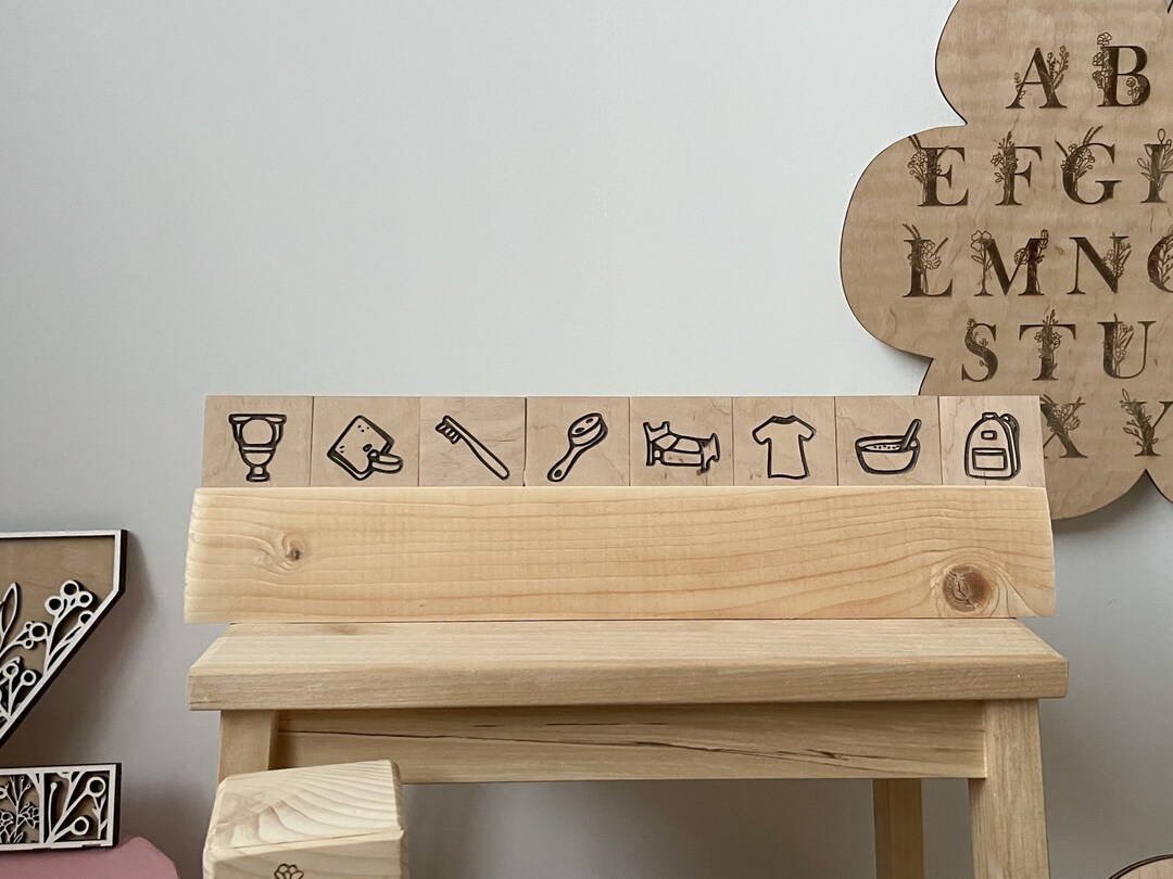 Wooden Toddler Schedule Board - Daily Morning/evening Routine With ...