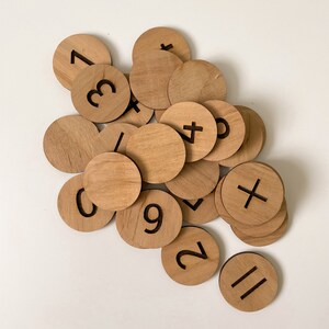 Wooden Number Set, Wood Numerals & Math Equation Symbols, Montessori ...