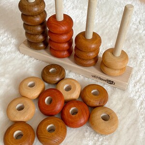Handcrafted Wooden Sort and Stack Toy, Wooden Stacking Toy, Montessori ...