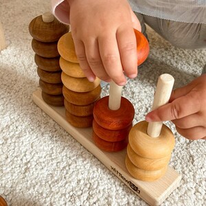 Handcrafted Wooden Sort and Stack Toy, Wooden Stacking Toy, Montessori ...