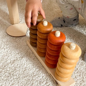 Handcrafted Wooden Sort and Stack Toy, Wooden Stacking Toy, Montessori ...