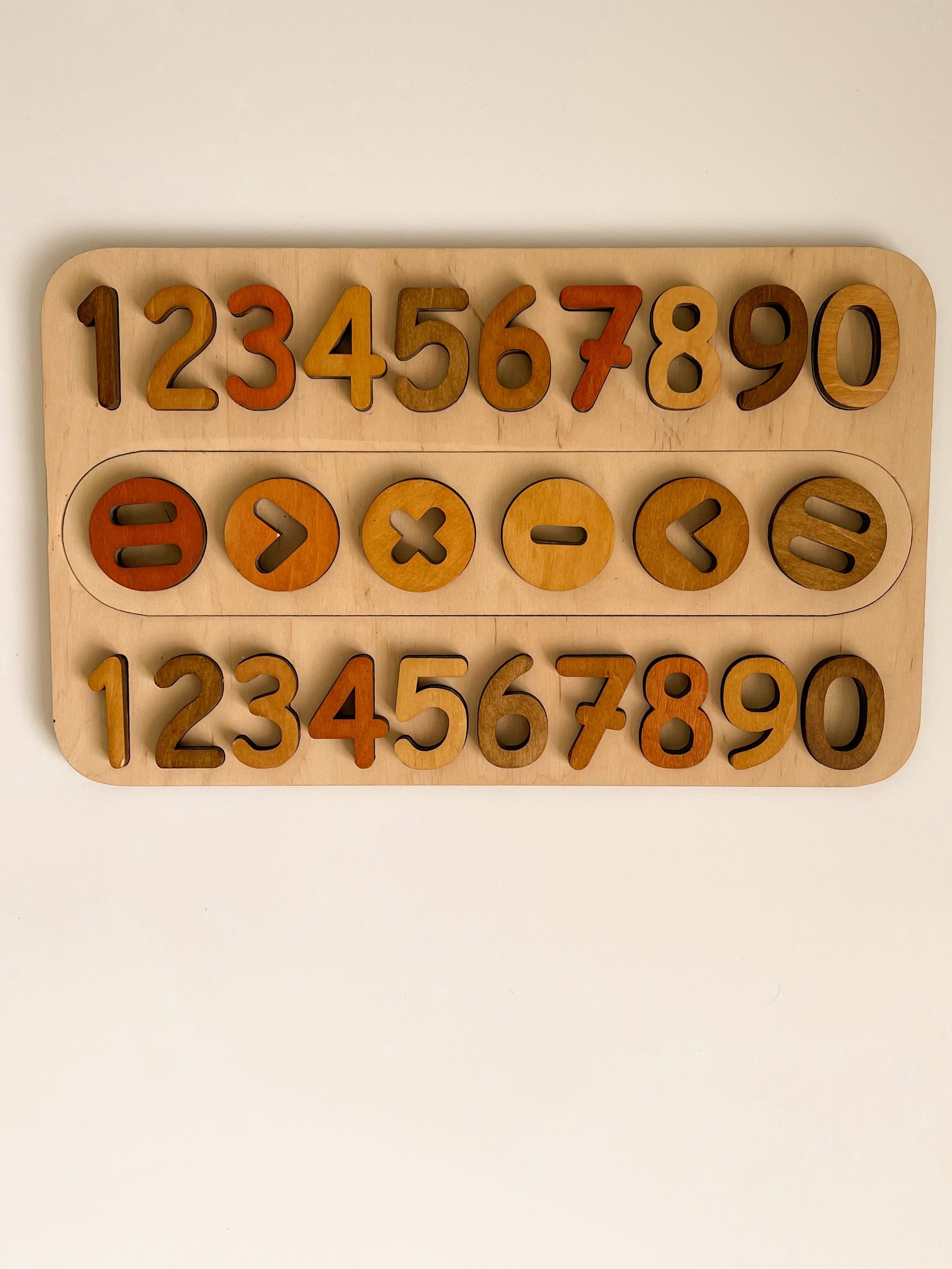 Wooden Math Puzzle for Kids - Nursery Handmade Decor - Toddler Math ...