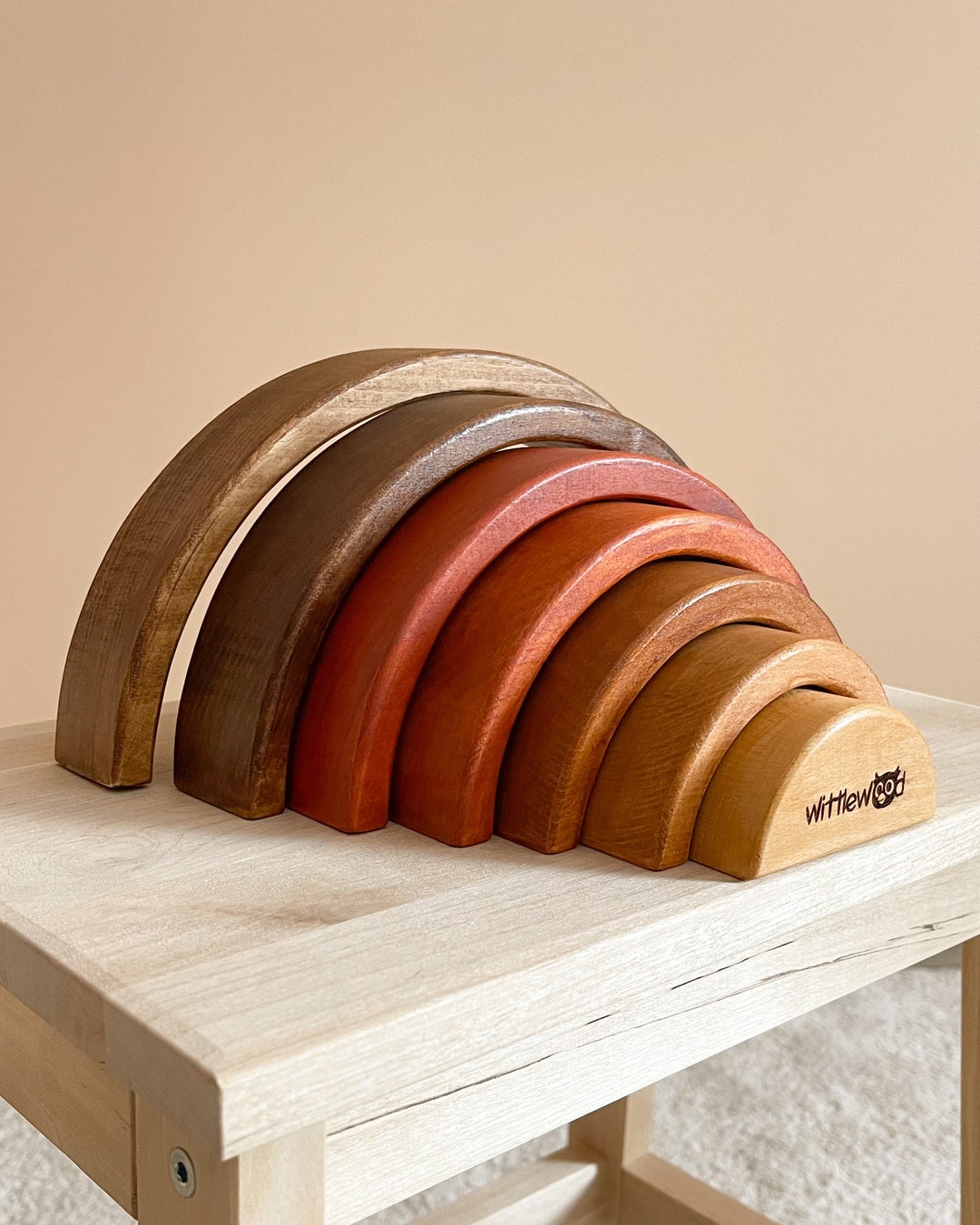 Wooden Rainbow Stacker, Arch Stacker From Beech Wood, Imaginative Open ...