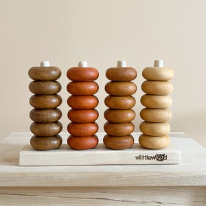 Handcrafted Wooden Sort and Stack Toy, Wooden Stacking Toy, Montessori ...