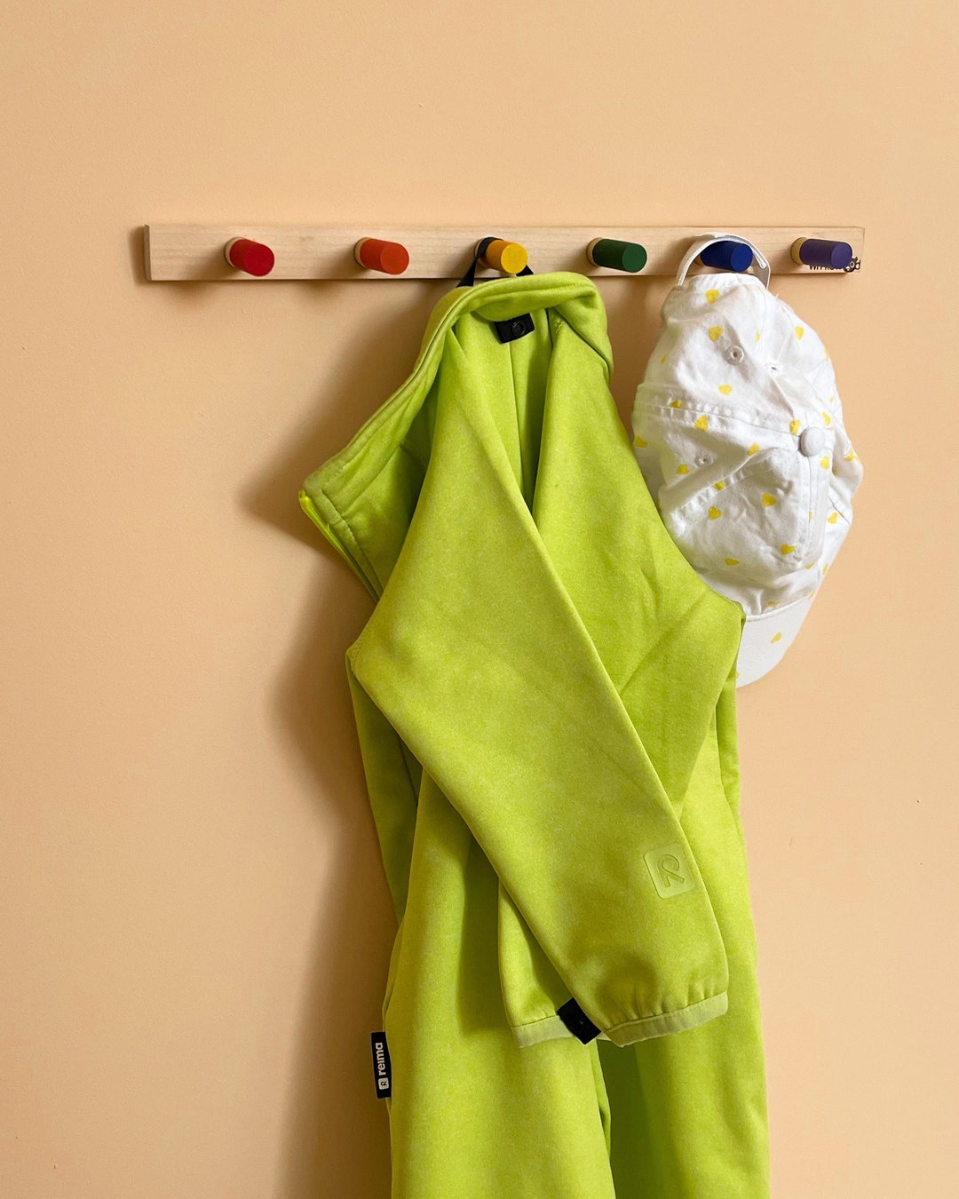 Wooden Thin Peg Rail - Modern Minimalist Wall Coat Hooks - Scandinavian ...