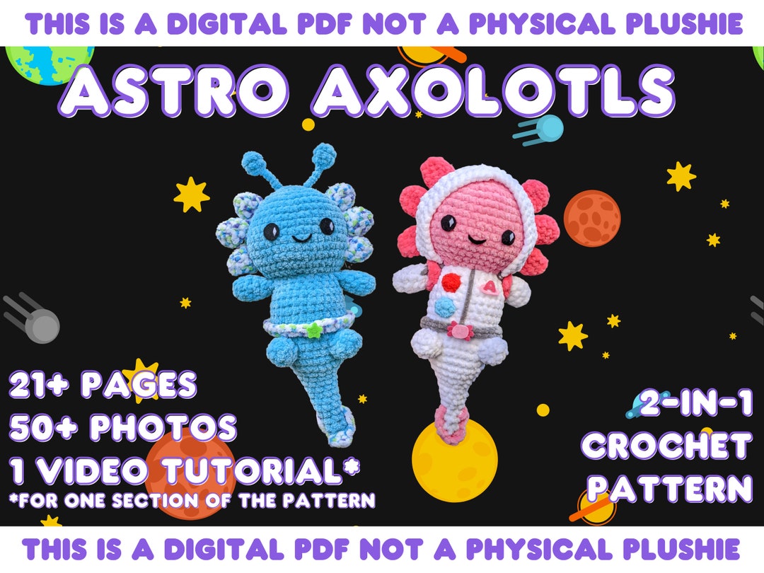 2-in-1 Cute Astro Space Galaxy Axolotl Crochet Amigurumi Pattern ...
