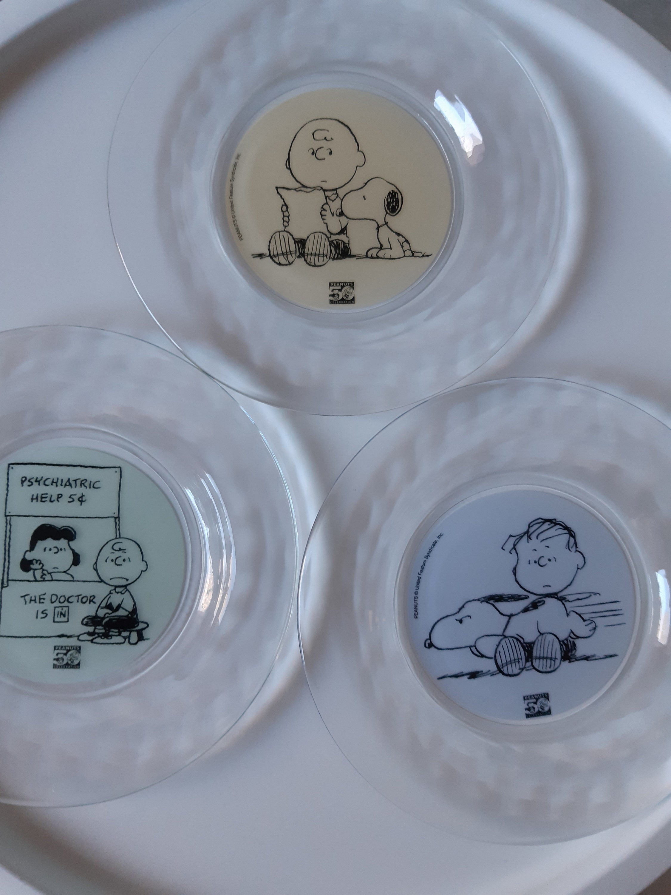 Set of 3 Snoopy Glass Plates - Etsy