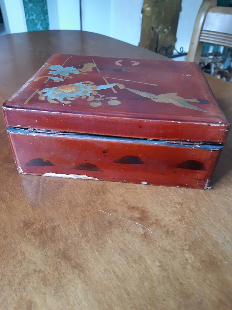 Old Japanese Red Lacquer Box - Etsy
