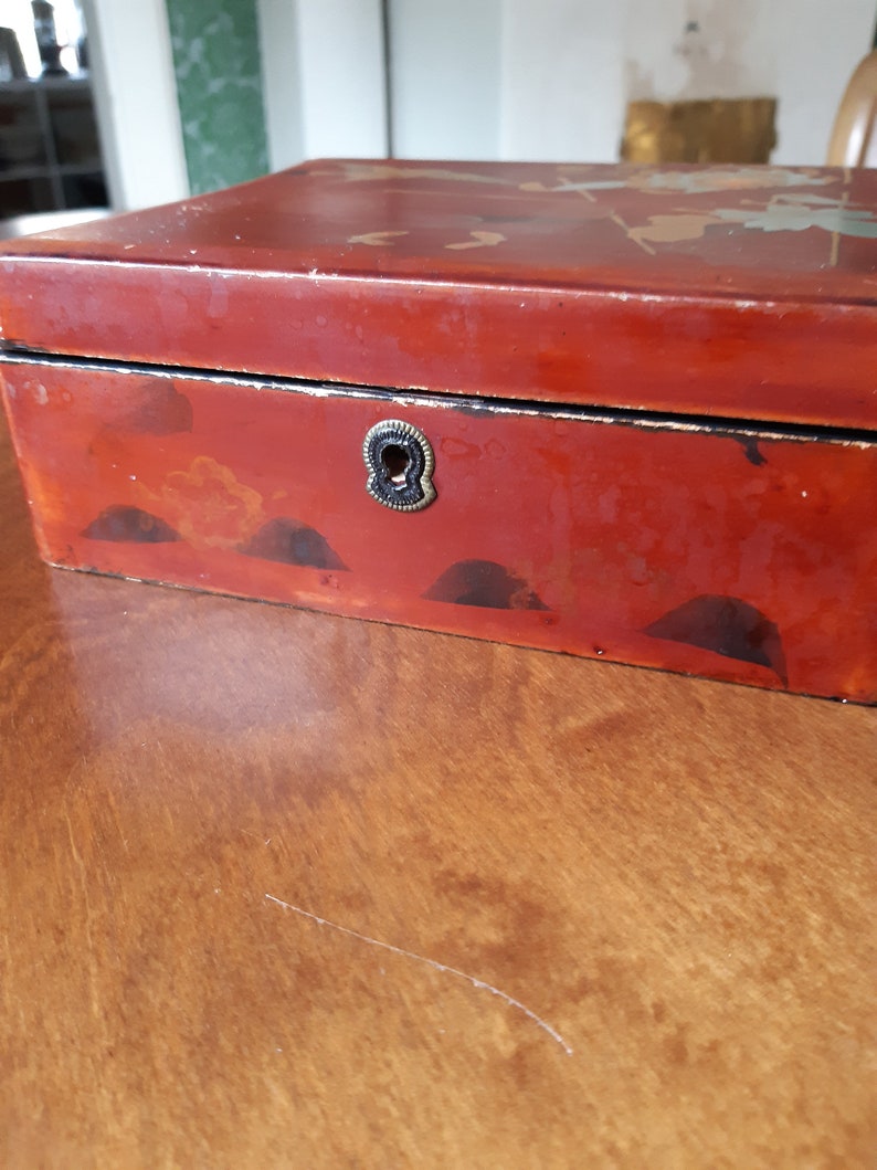Old Japanese Red Lacquer Box - Etsy