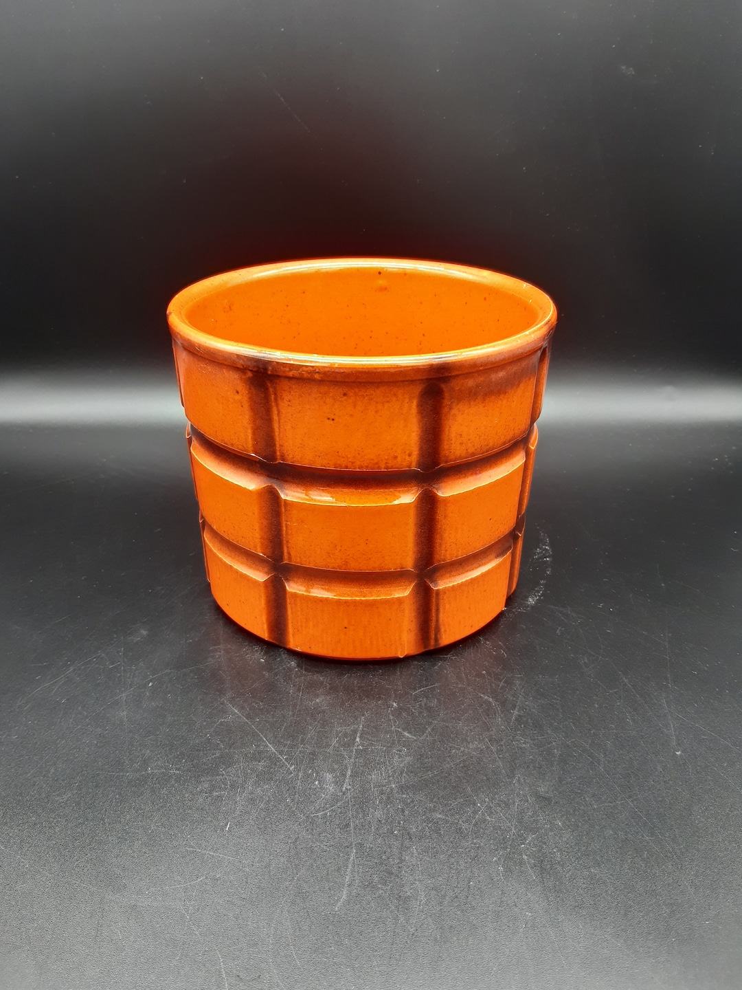 Vintage Large Mid Century Modern Orange Pot Planter - Etsy