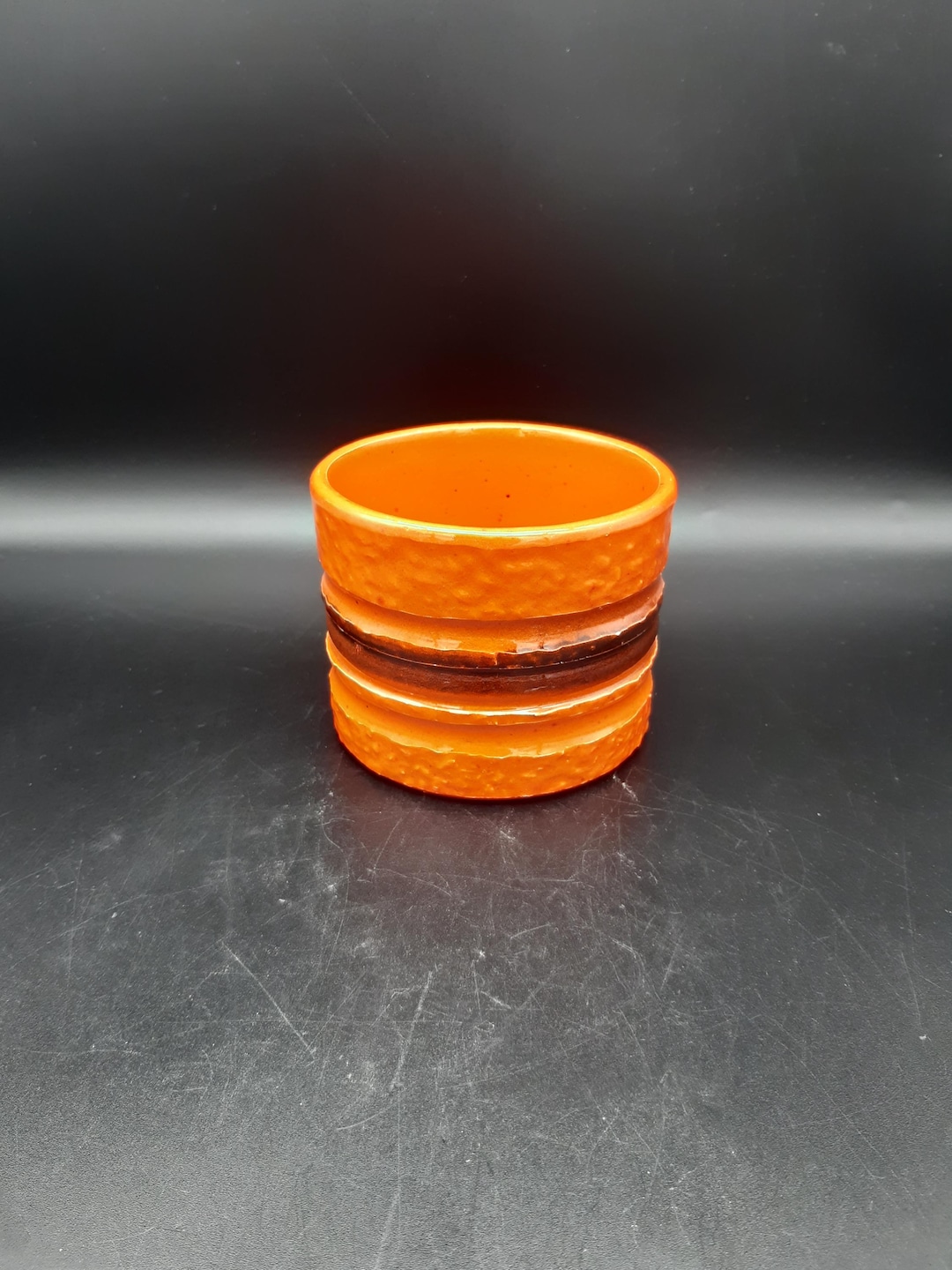 Vintage Mid Century Modern Orange Pot Planter - Etsy