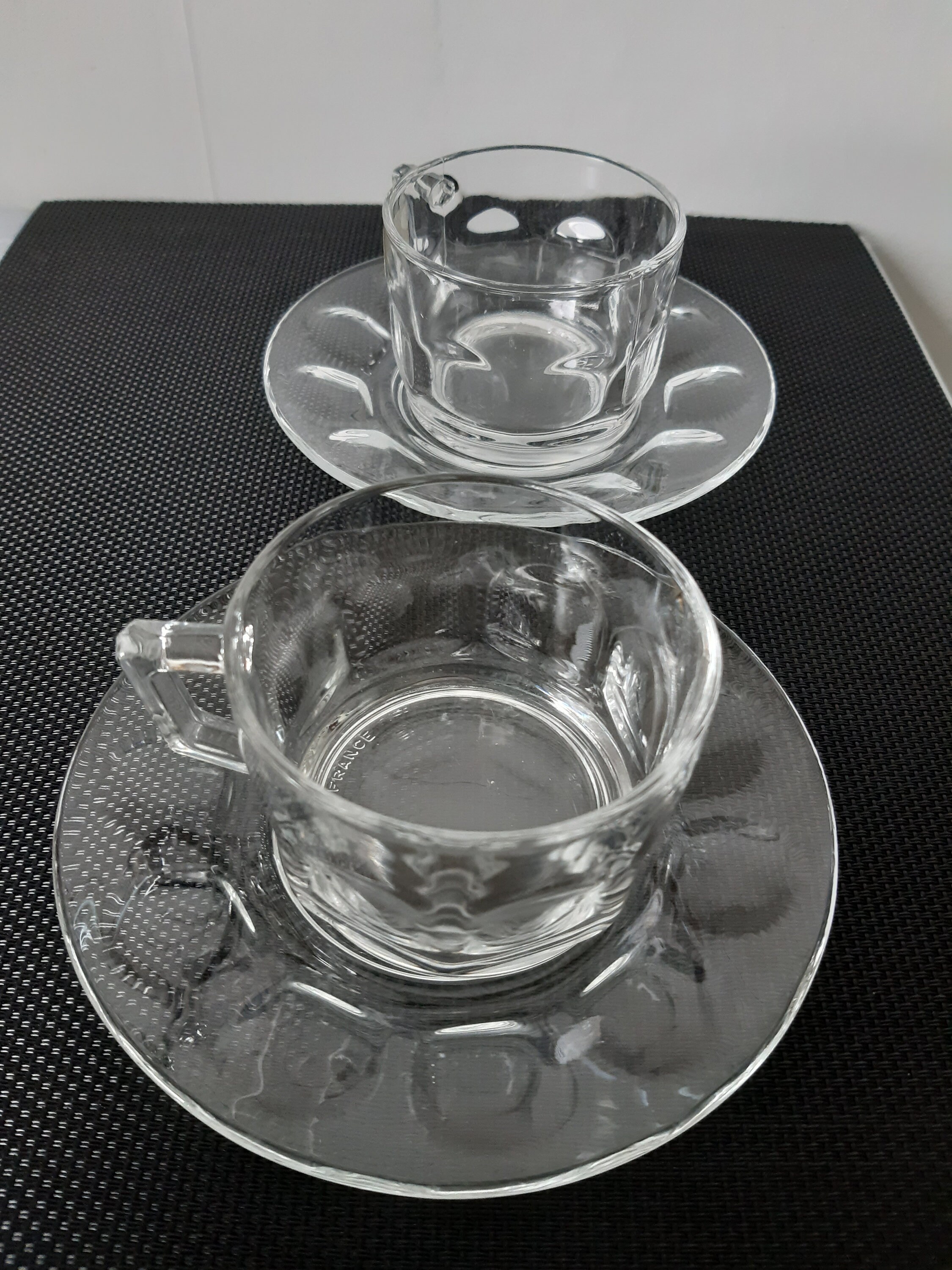 Set of 2 French Arcoroc Clear Glass Cups and Saucers - Etsy