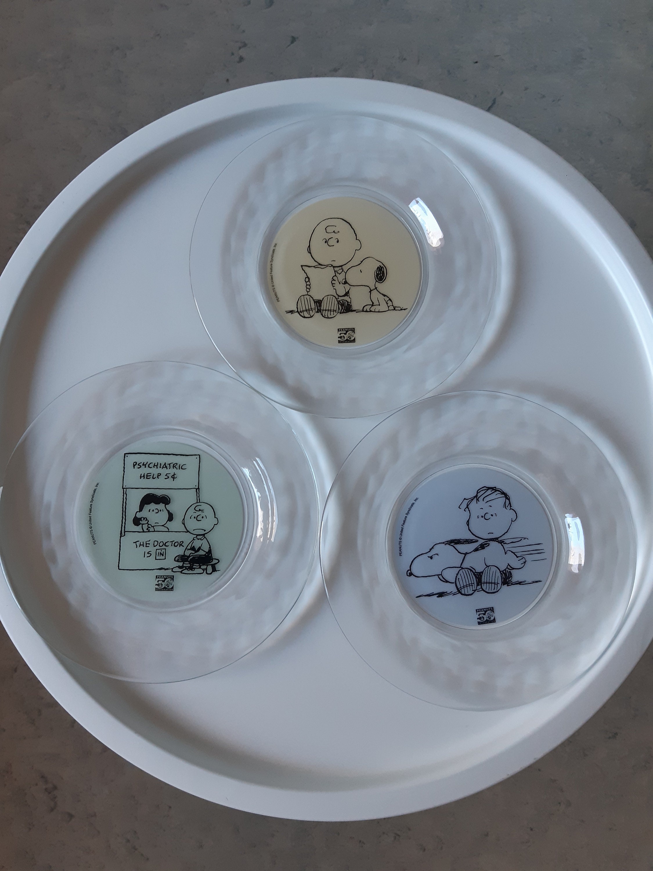 Set of 3 Snoopy Glass Plates - Etsy
