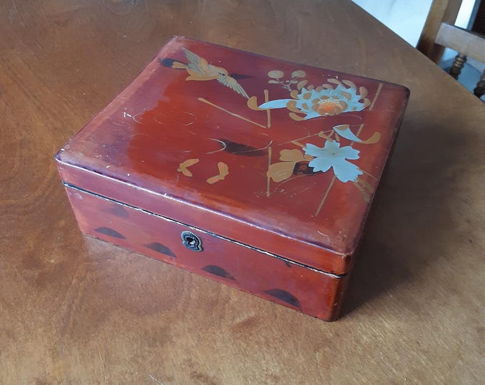 Old Japanese Red Lacquer Box - Etsy