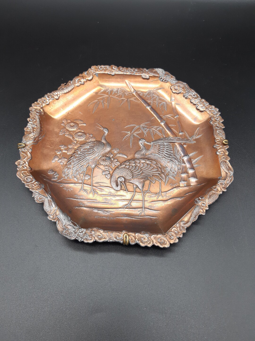 Vintage Japanese Metalware Plate. - Etsy