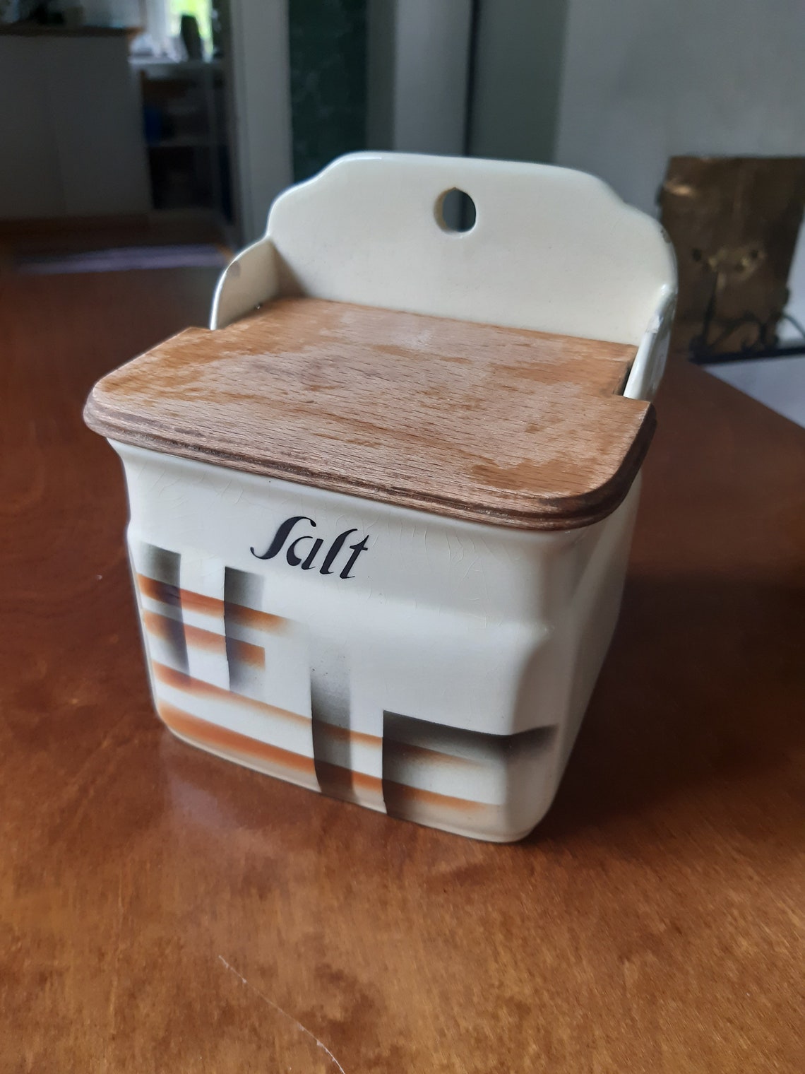 Old German Bauhaus Ceramic Salt Box With Spritz Decoration - Etsy