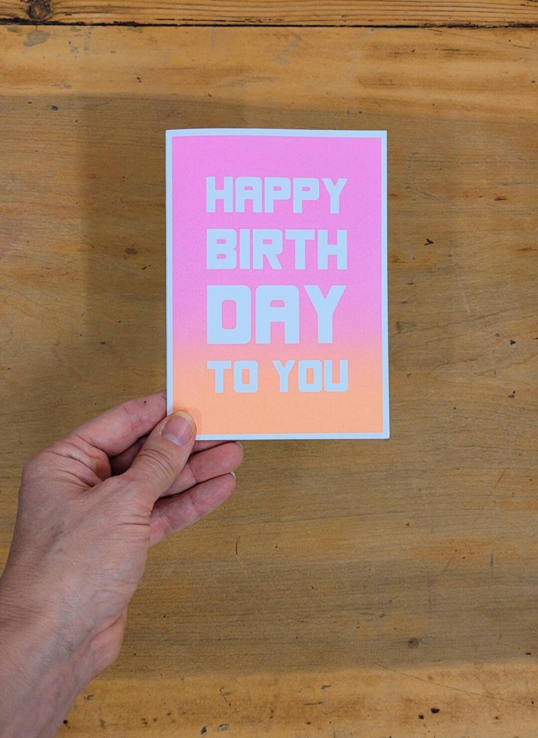 Handmade A6 Greeting Card, Happy Birthday to You, Pink and Orange Neon ...