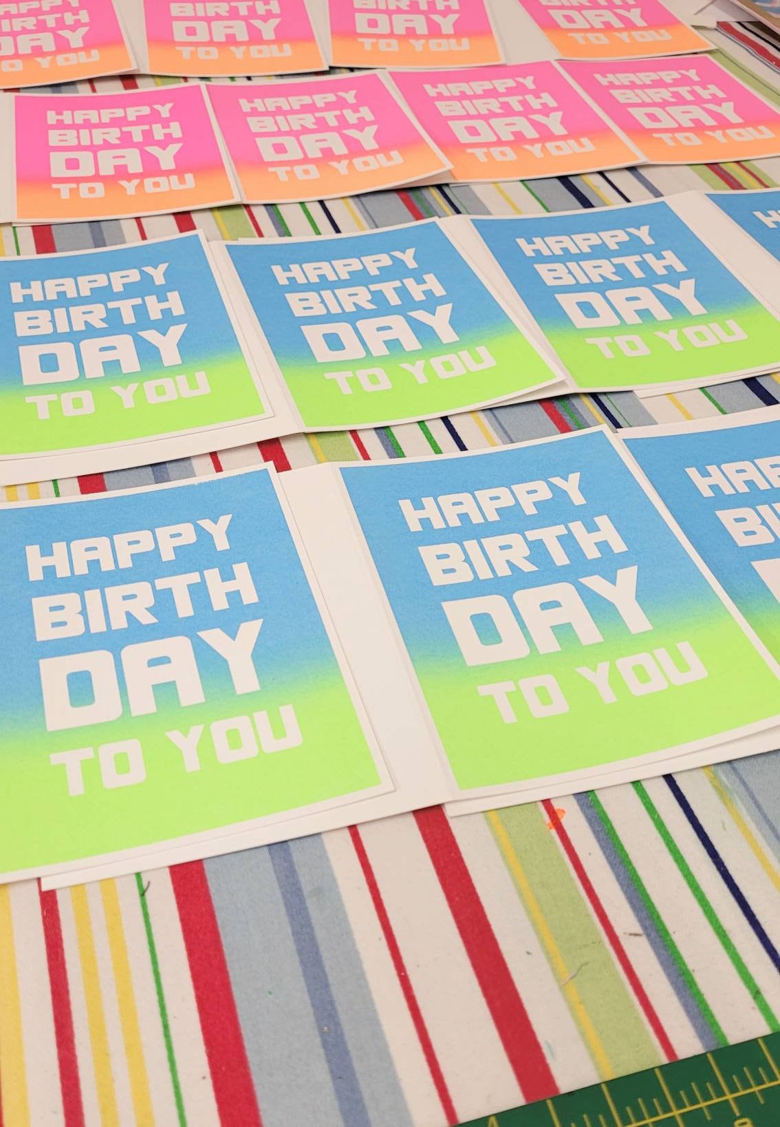 Handmade A6 Greeting Card, Happy Birthday to You, Blue and Green, Hand ...